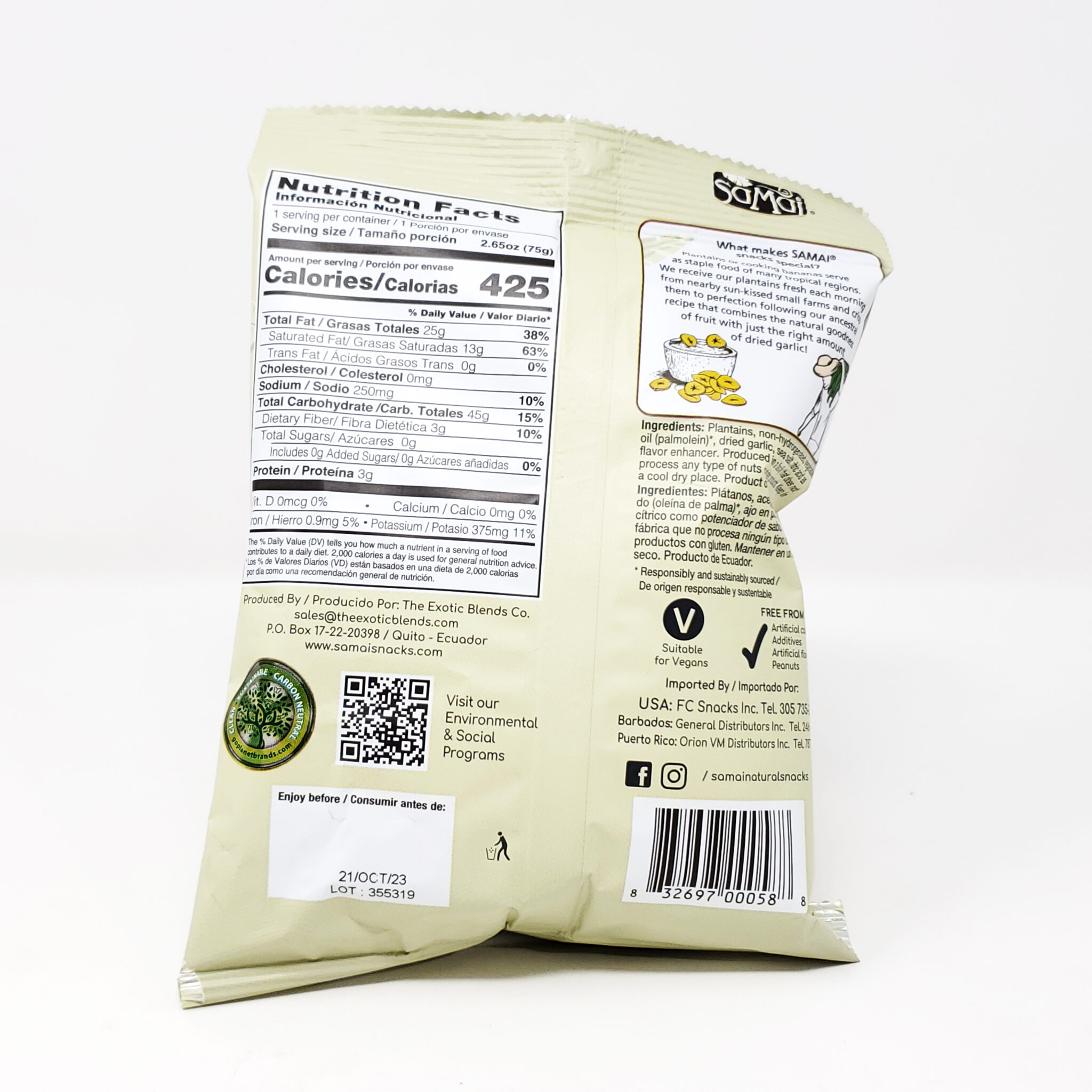 Platanutres con Ajo - Samai - 2.65 Oz - Antojo Boricua